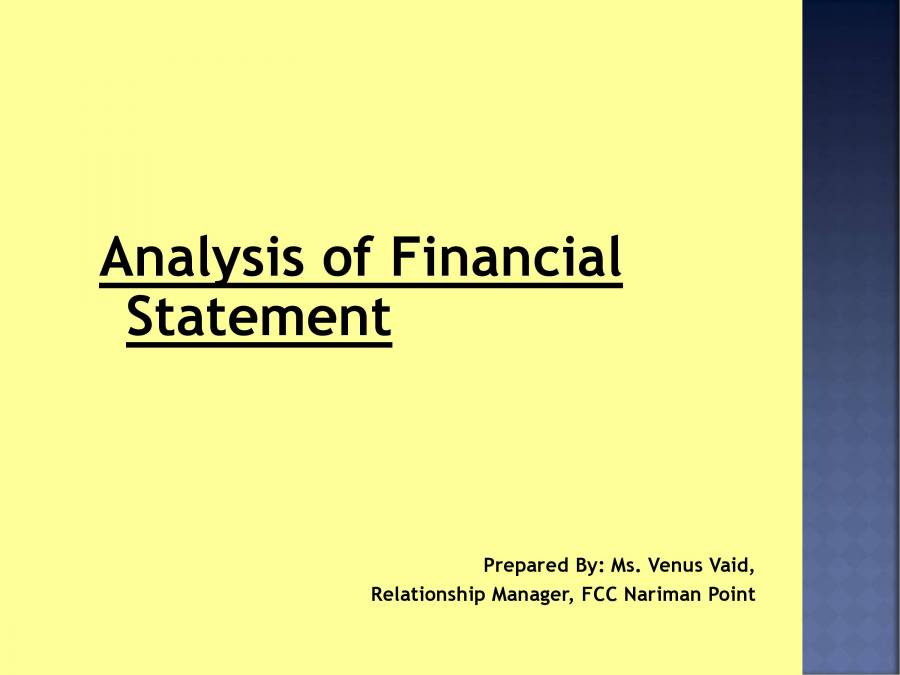 Analysis Of Financial Statement - PowerPoint Slides - LearnPick India