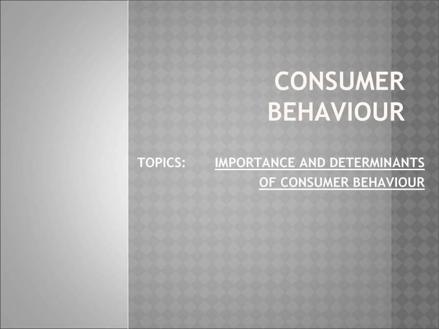 Consumer Behavior - PowerPoint Slides - LearnPick India