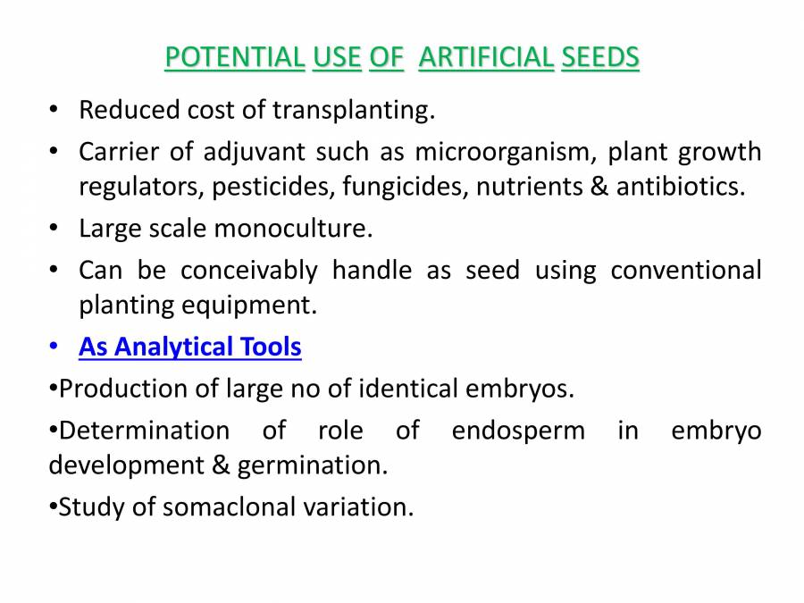 Artificial Seeds - PowerPoint Slides - LearnPick India