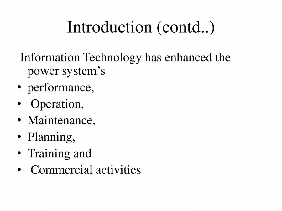 Role Of Information Technology In Power System - PowerPoint Slides ...