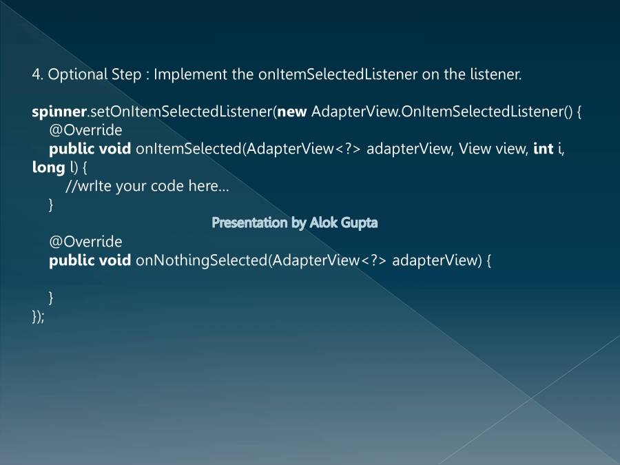 Android Widgets - Spinner, WebView - PowerPoint Slides - LearnPick India