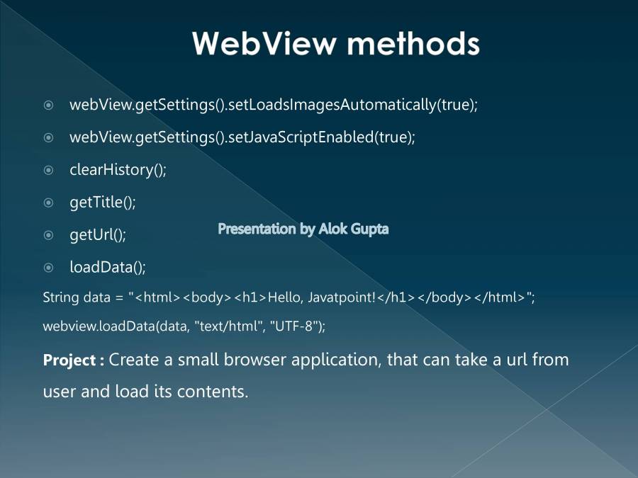 Android Widgets - Spinner, WebView - PowerPoint Slides - LearnPick India