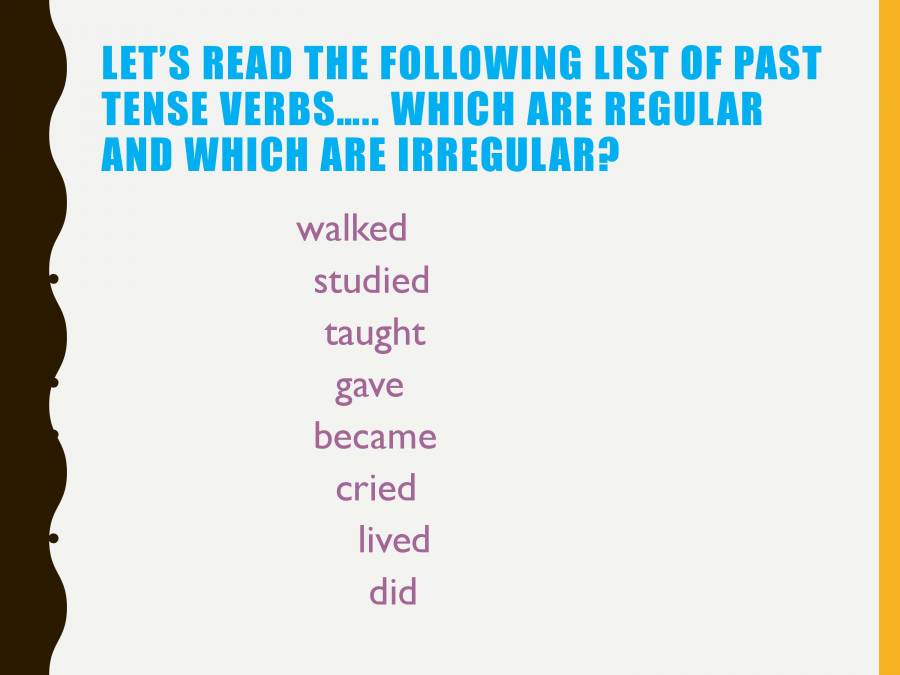 Irregular Past Tense Verbs - PowerPoint Slides - LearnPick India