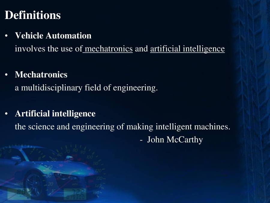 Vehicle Automation - PowerPoint Slides - LearnPick India