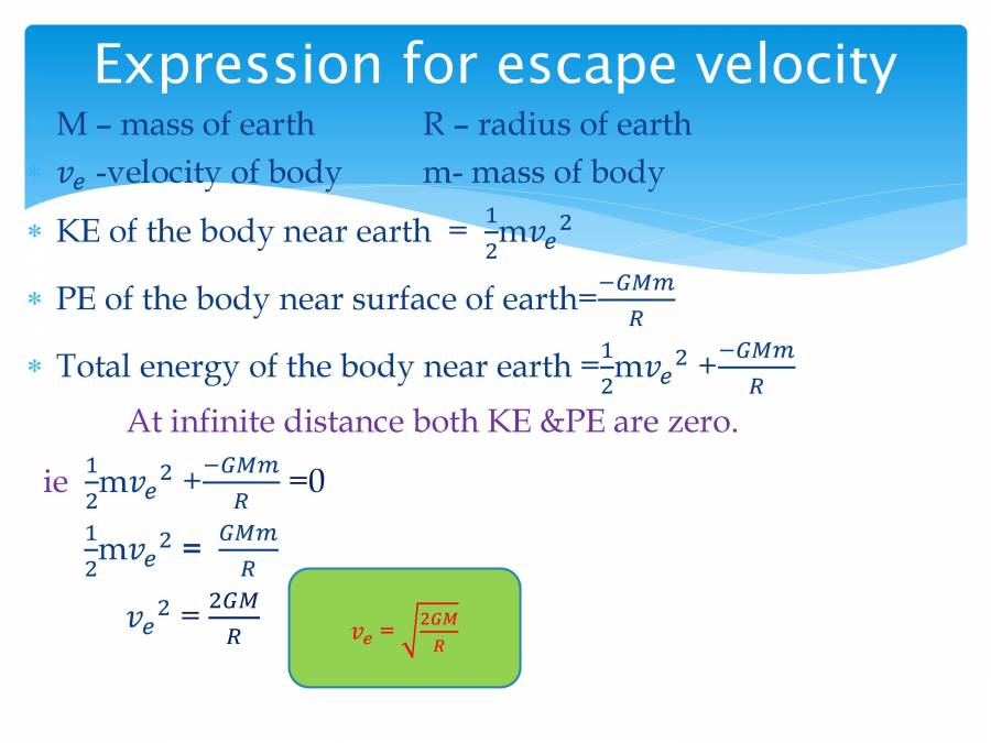 GRAVITATION- Escape Velocity - PowerPoint Slides - LearnPick India