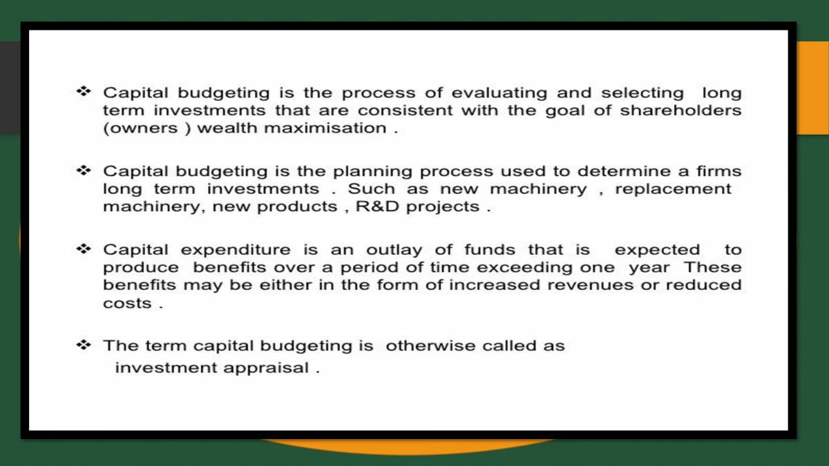 Capital Budgeting - PowerPoint Slides - LearnPick India