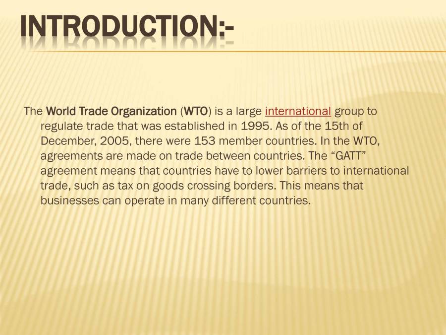 World Trade Organisation - PowerPoint Slides - LearnPick India