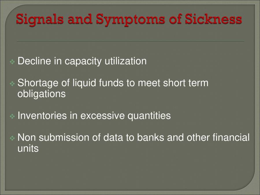 Industrial Sickness - PowerPoint Slides - LearnPick India