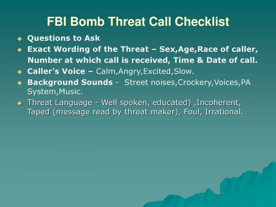 Bomb Threat - PowerPoint Slides - LearnPick India