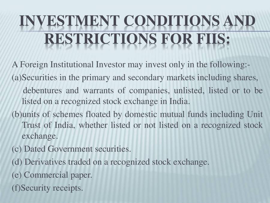 Foreign Institutional Investors - PowerPoint Slides - LearnPick India