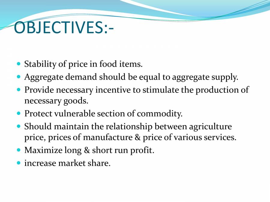 Objectives Of Price Policy - PowerPoint Slides - LearnPick India