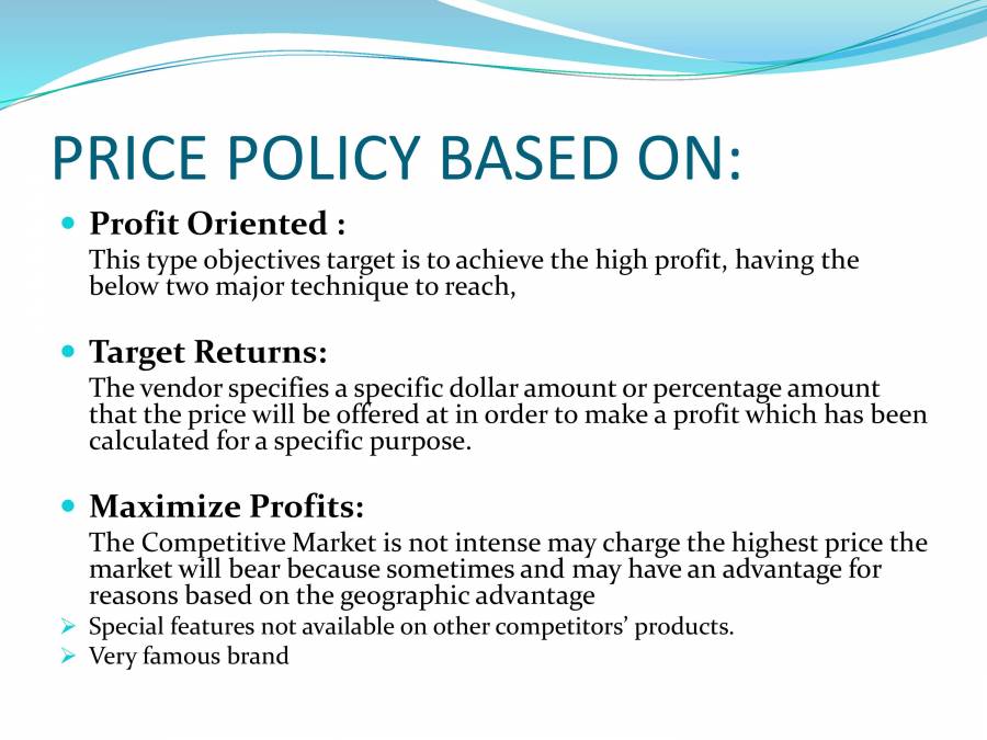 Objectives Of Price Policy - PowerPoint Slides - LearnPick India