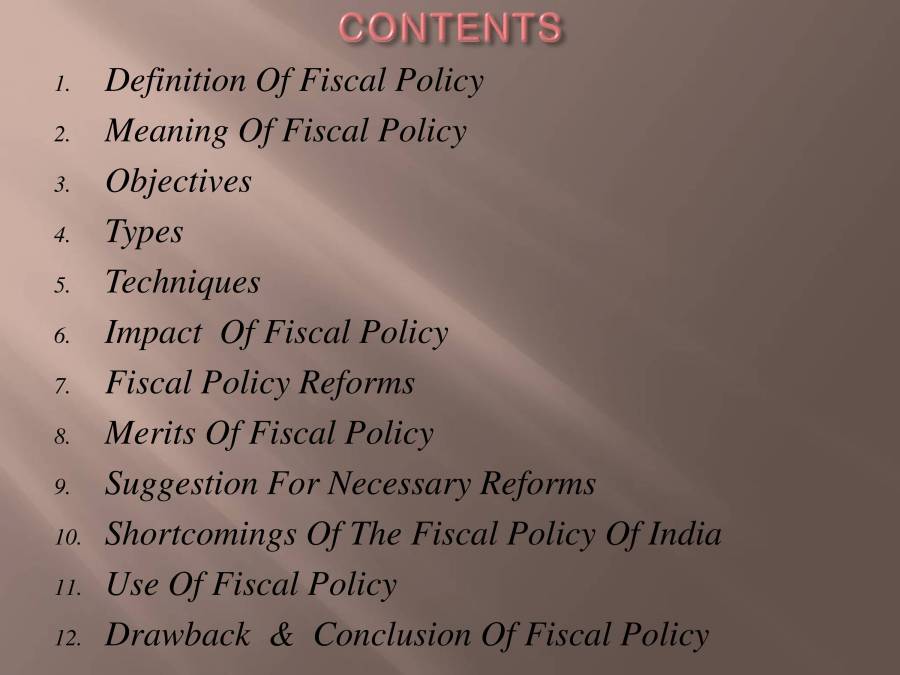Fiscal Policy Reform - PowerPoint Slides - LearnPick India