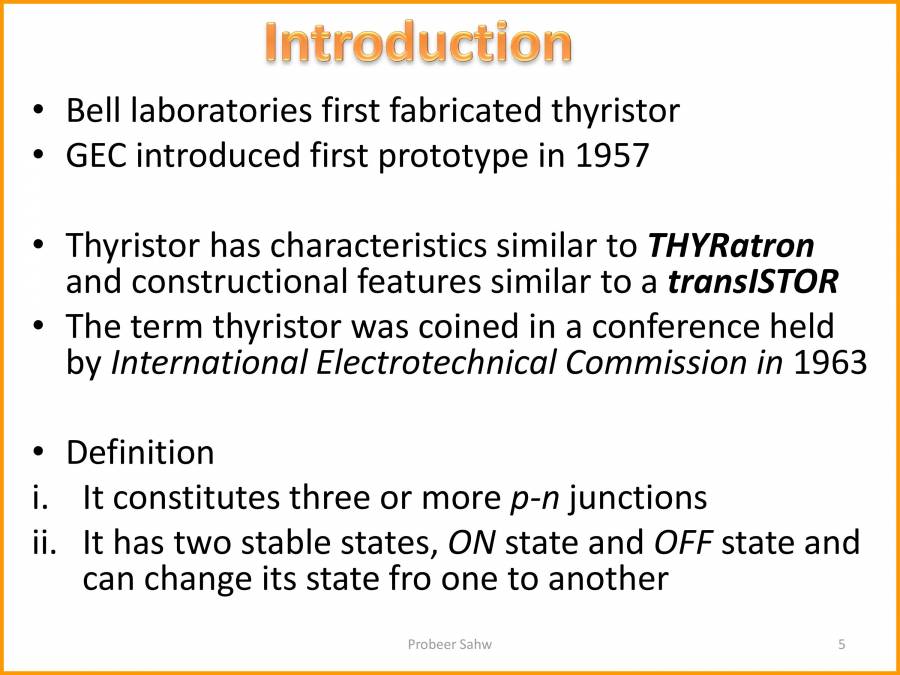 Thyristor Operation - PowerPoint Slides - LearnPick India