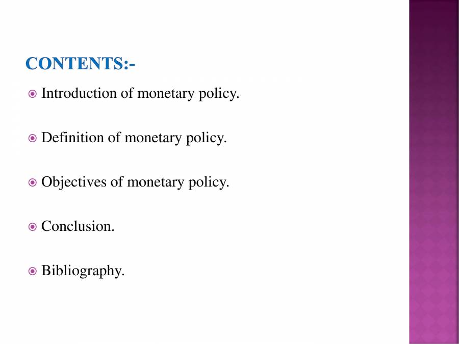 Objectives Of Monetary Policy - PowerPoint Slides - LearnPick India