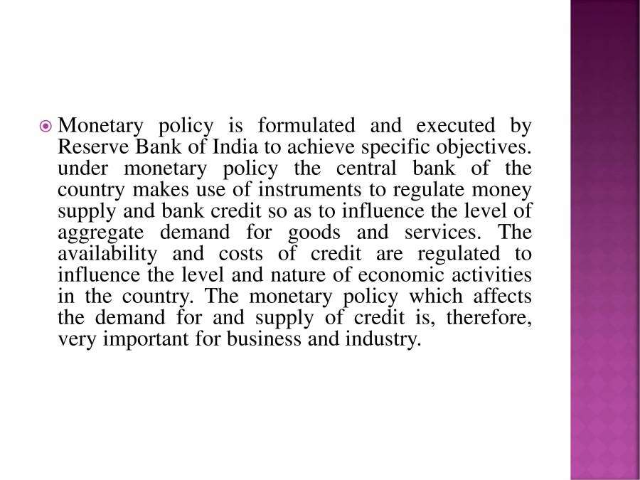 Objectives Of Monetary Policy - PowerPoint Slides - LearnPick India