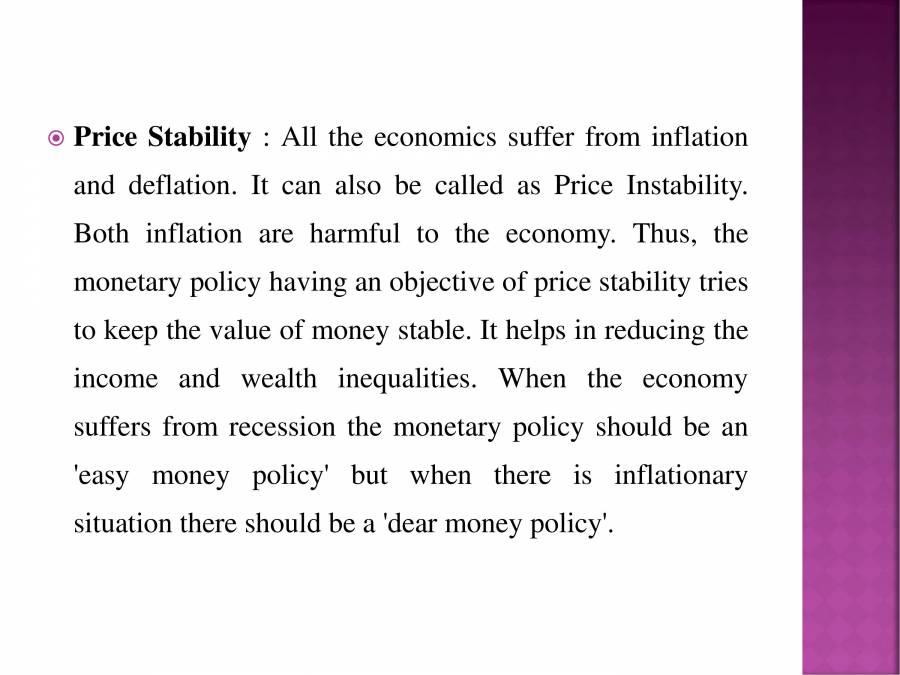 Objectives Of Monetary Policy - PowerPoint Slides - LearnPick India