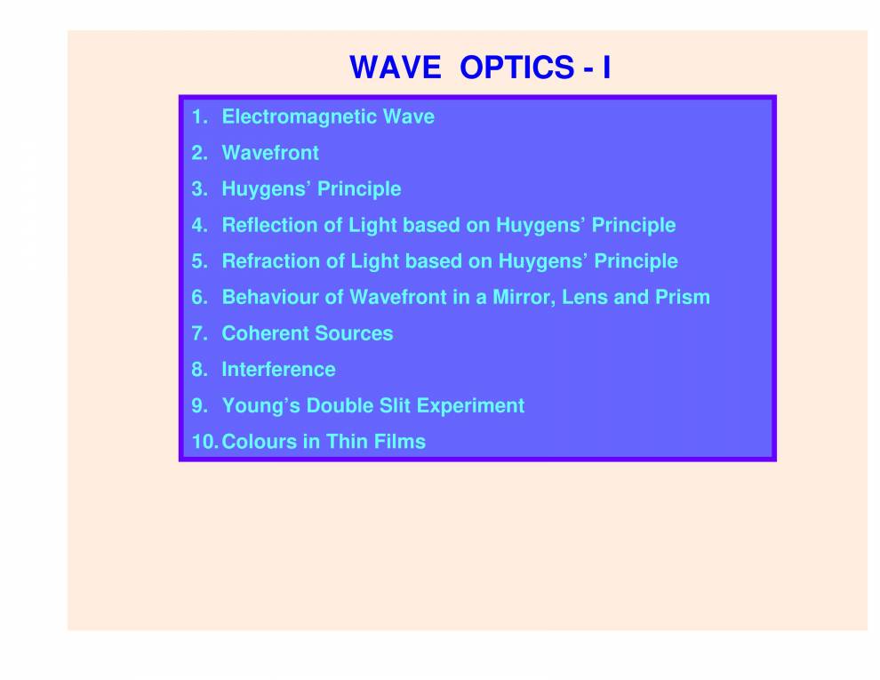 Physics : Class 12th : Optics - PowerPoint Slides - LearnPick India