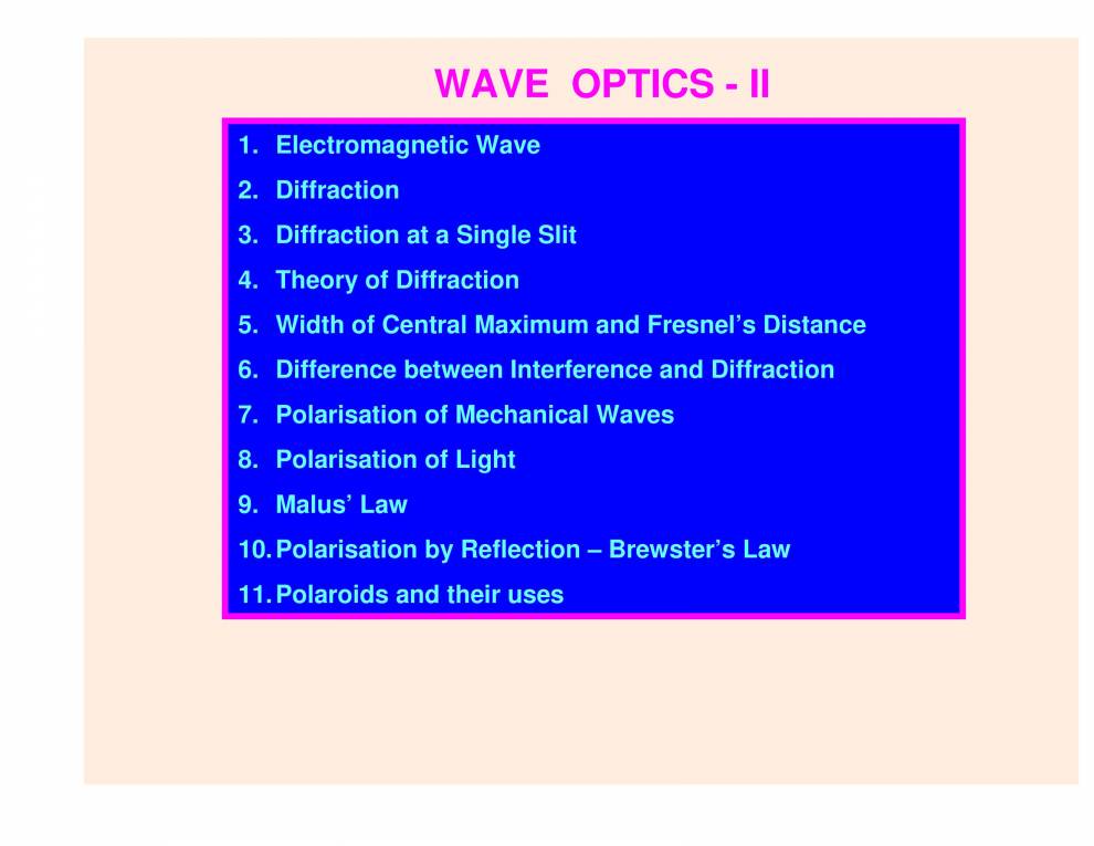 Physics : Class 12th : Optics - PowerPoint Slides - LearnPick India