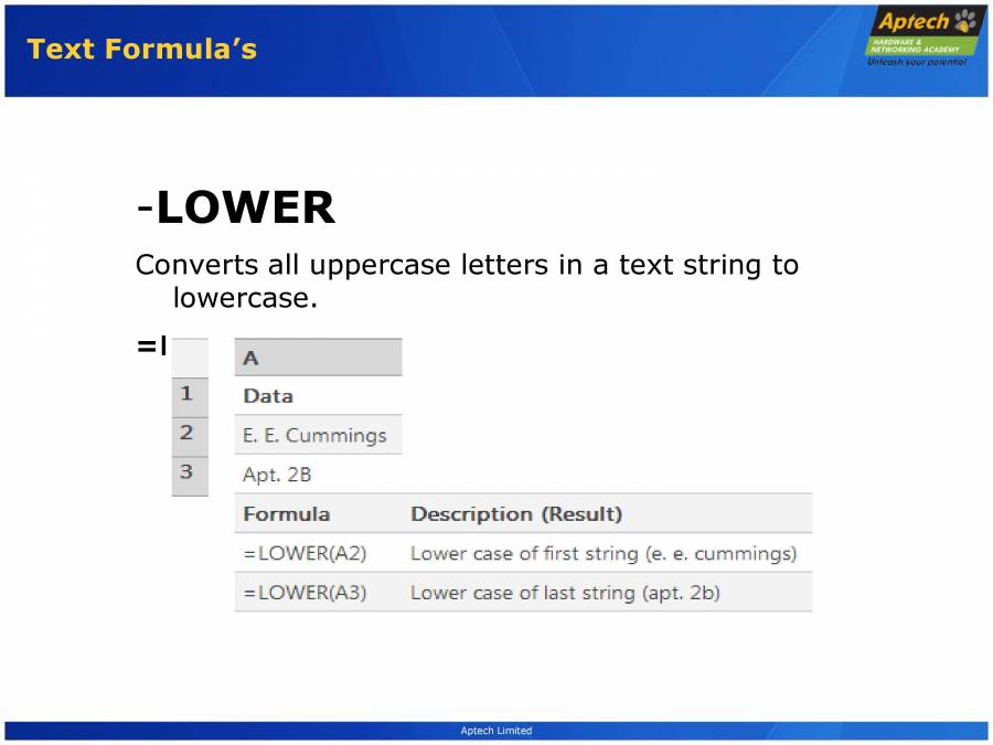 Excel Formula And Functions - PowerPoint Slides - LearnPick India