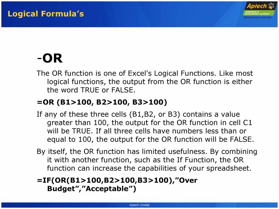 Excel Formula And Functions - PowerPoint Slides - LearnPick India