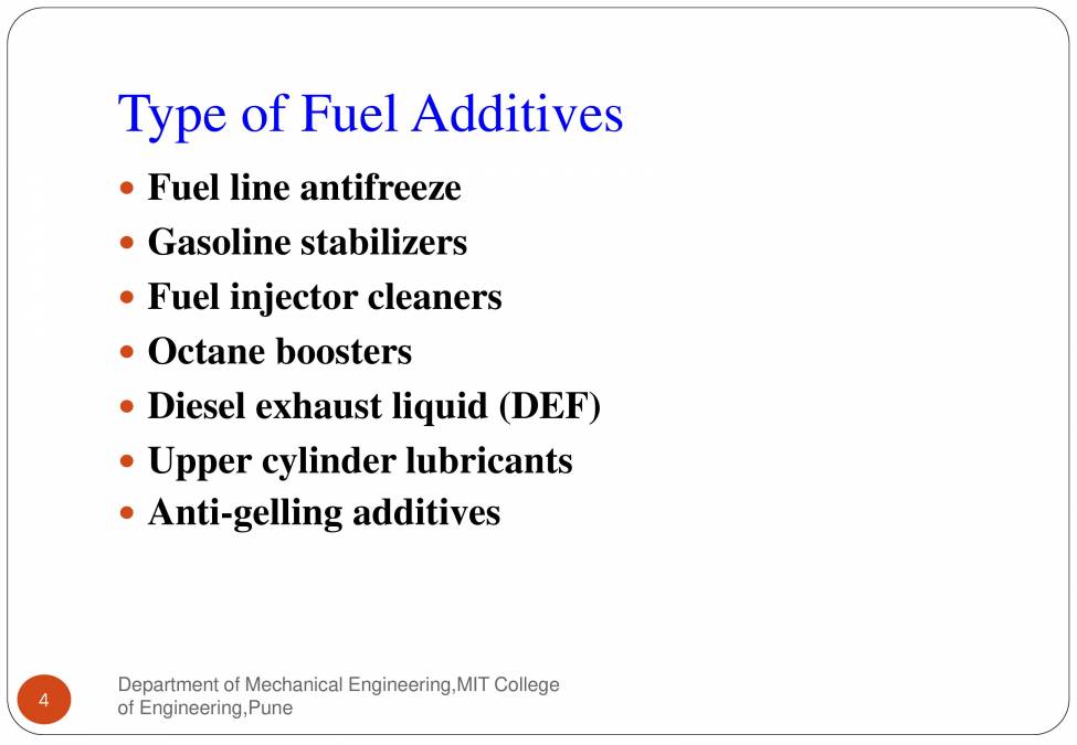 Fuel Additives - PowerPoint Slides - LearnPick India