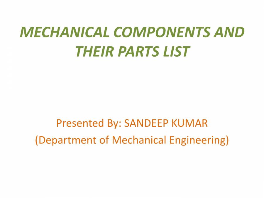 Mechanical Components And Their Parts List - PowerPoint Slides ...