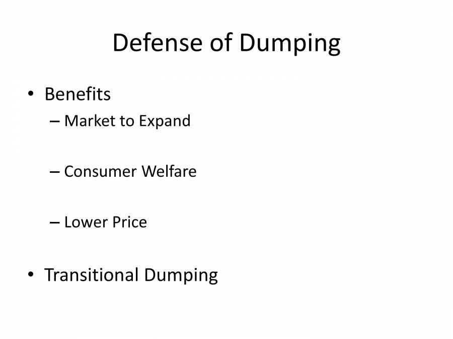 The Economic And Legal Analysis Of Dumping - PowerPoint Slides ...