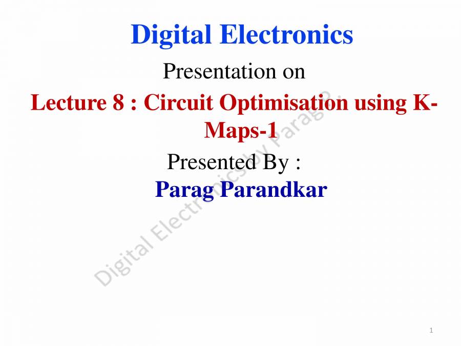 Digital Electronics Circuit Optimisation Using K-MAPs I - PowerPoint ...