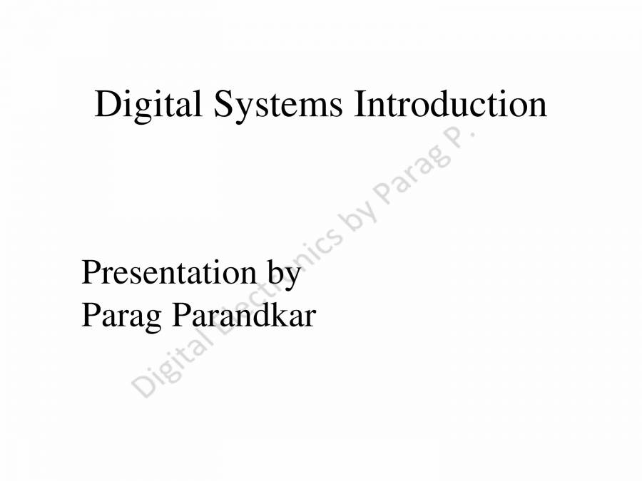 Digital Systems Introduction - PowerPoint Slides - LearnPick India