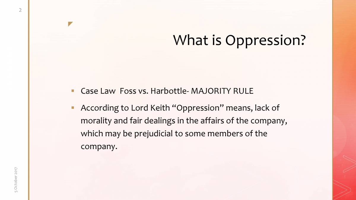 Prevention Of Oppression And Mismanagement Under Companies Act - PowerPoint Slides - LearnPick India
